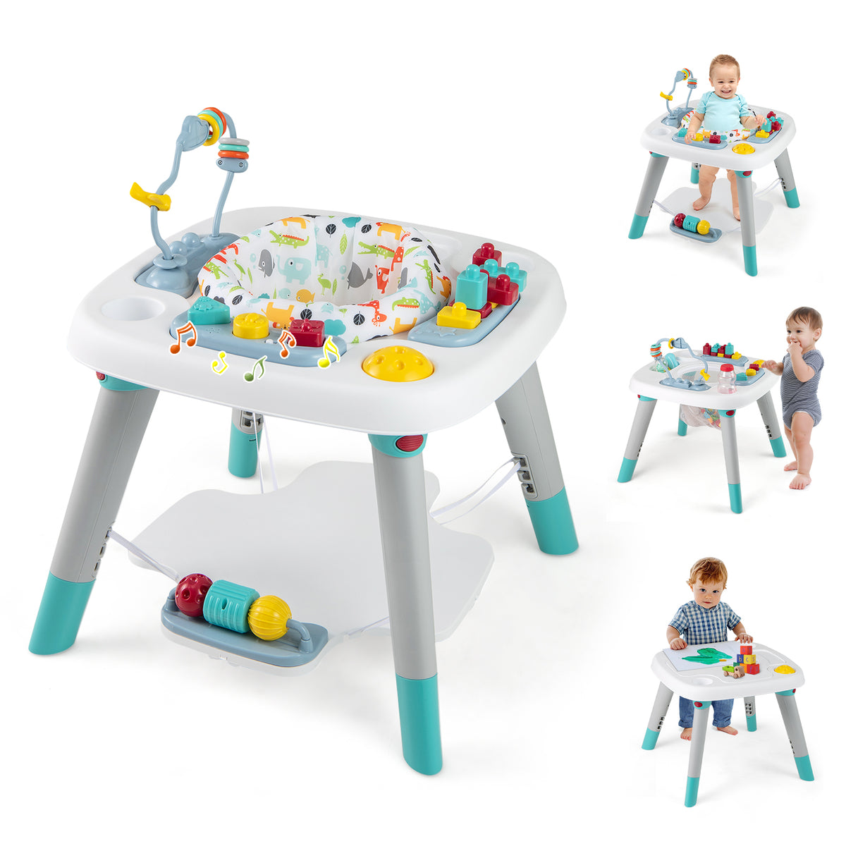 6-in-1 Baby Activity Center, Infant Jumper Toddler Table with Height A ...