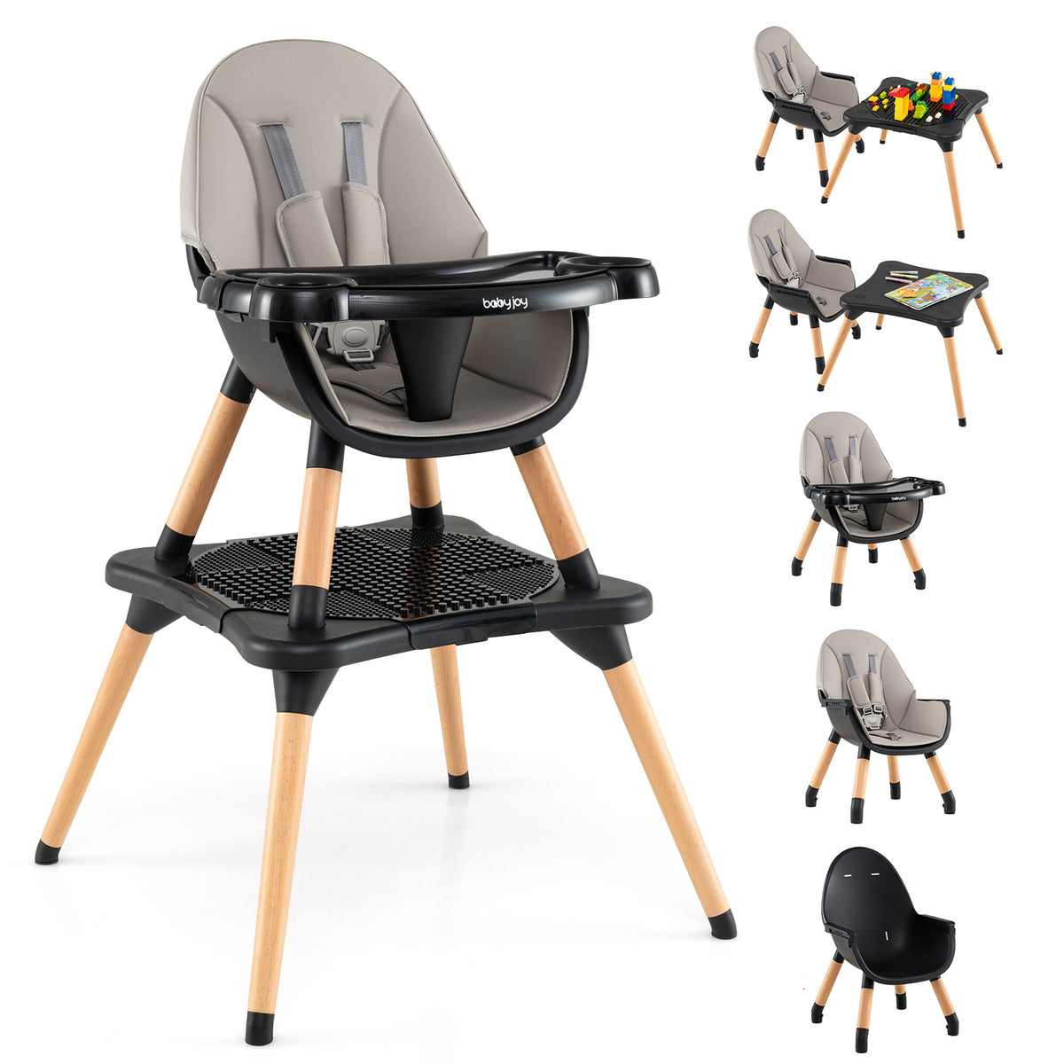 BABY JOY 6 in 1 High Chair, Convertible High Chairs for Babies and Tod ...
