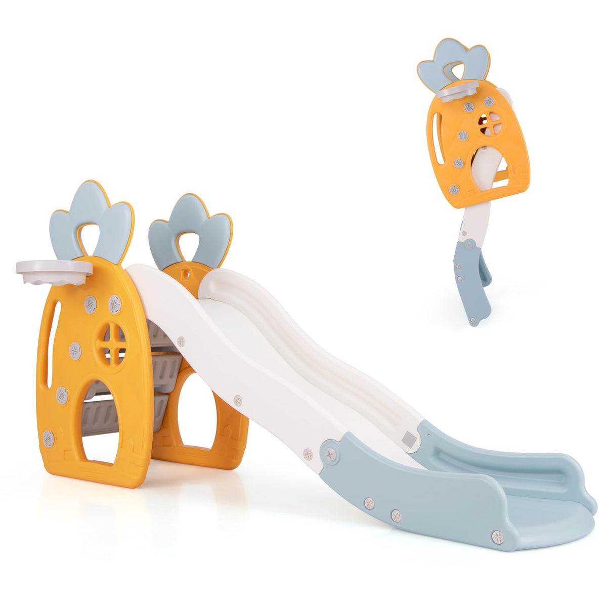 BABY JOY Toddler Slide, 3 in 1 Freestanding Foldable Kids Slide with C ...