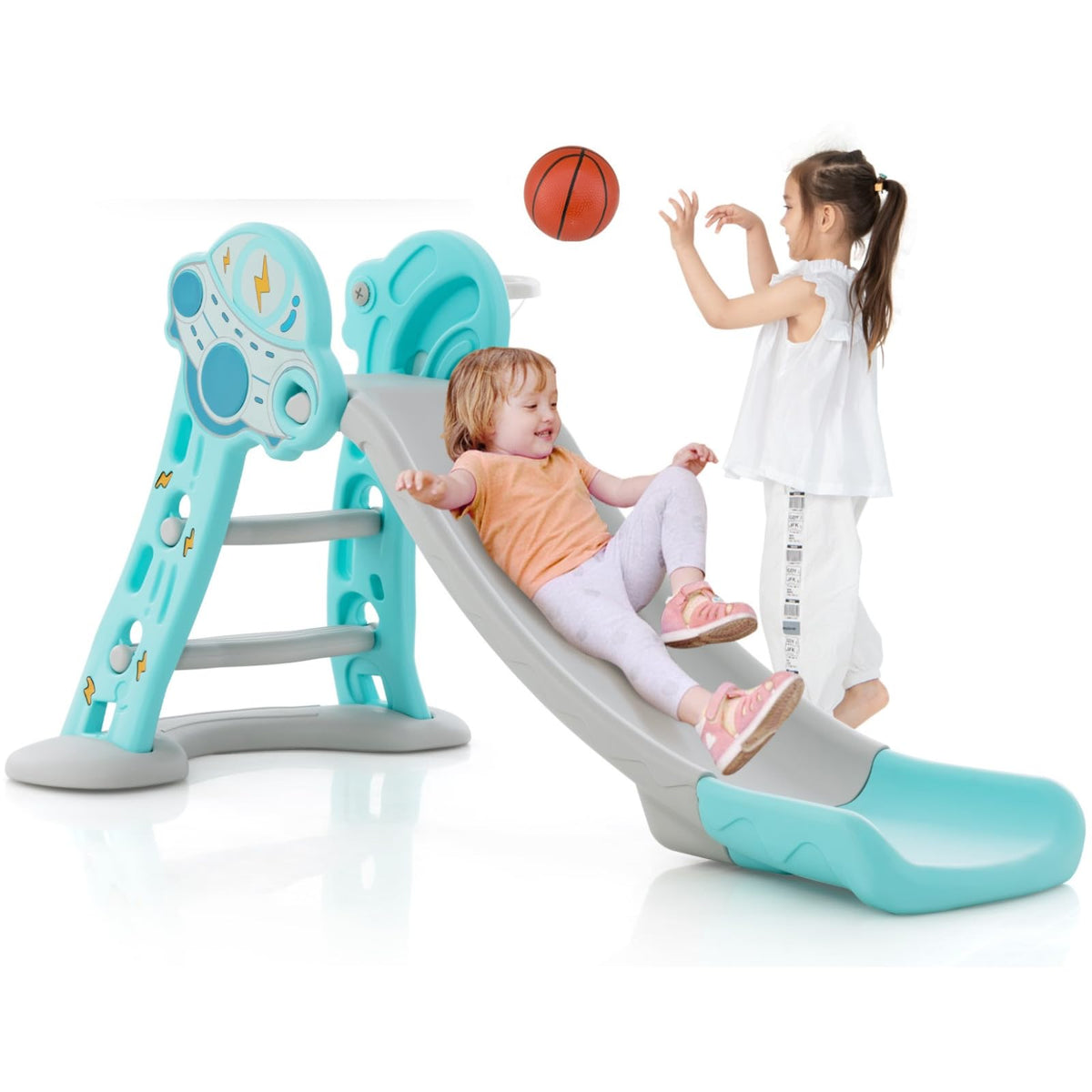BABY JOY Toddler Slide, 3 in 1 Folding Baby Slide Climber Playset, Fre ...