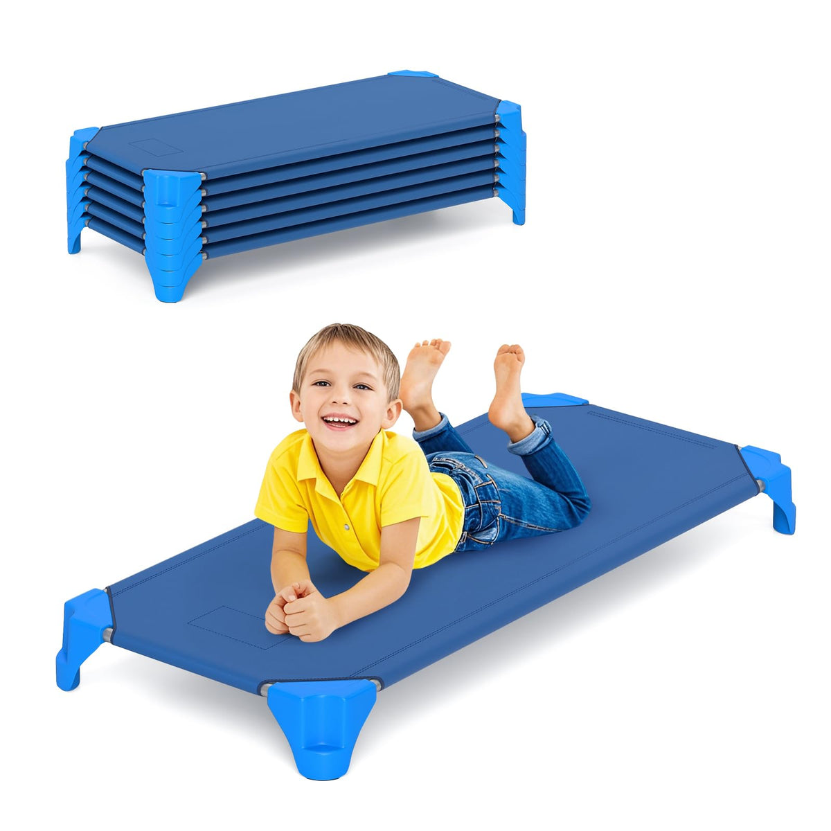 Costzon Daycare Cots for Kids, 6 PCS Space-Saving Stackable Cots w/Stu ...