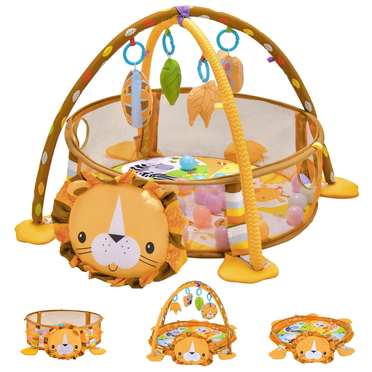 BABY JOY Baby Play Gym, 4-in-1 Baby Play Center w/Soft Padding Mat & A ...