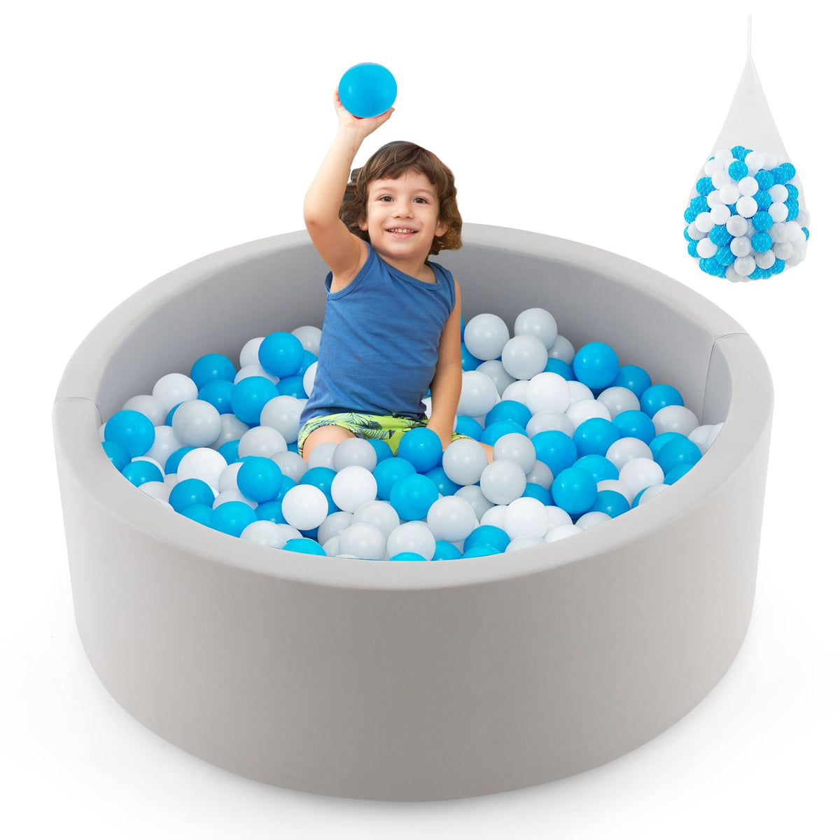 Costzon Ball Pit, Soft Round Baby Ball Pool w/ 200 Ocean Balls – costzon