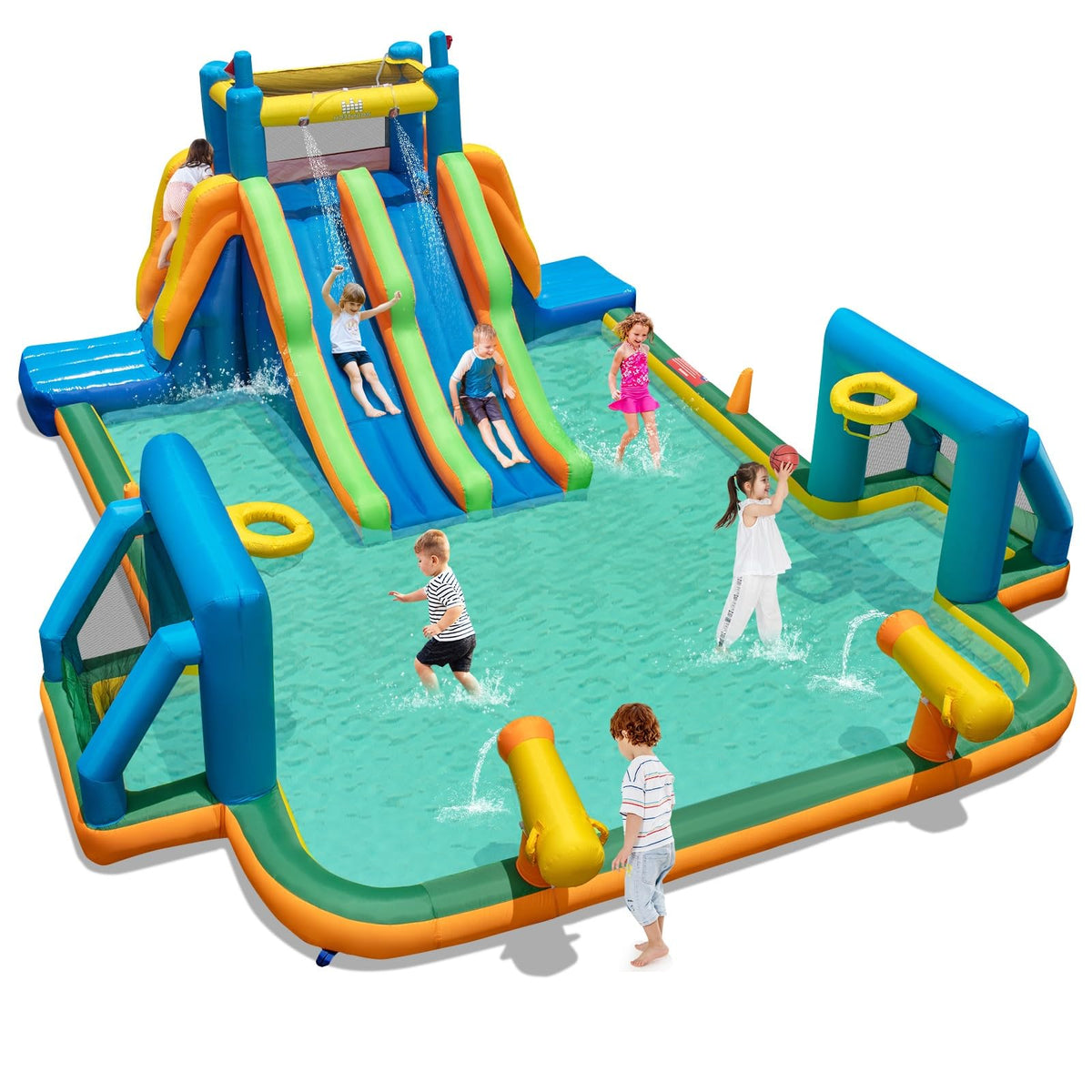 BOUNTECH Inflatable Water Slide, 19x17FT Mega Waterslide Park Dual Lon ...