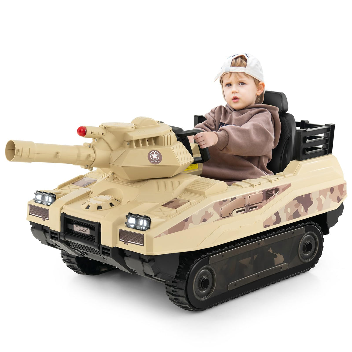 Costzon Kids Ride On Tank, 12V 12AH Battery Powered Toy Tank w/Rubber ...