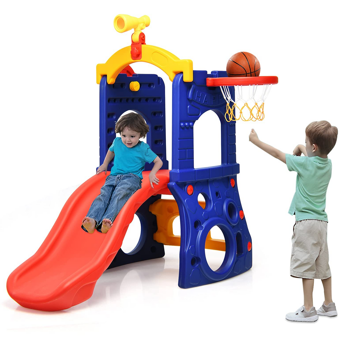 BABY JOY Slide for Kids, 6-in-1 Freestanding Toddler Slide Set with Ba ...